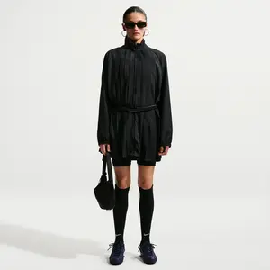 Nike Oversized Long-sleeve Pleated Mini Dress - Black