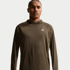 Nike Solar Chase Dri-fit Uv Protection Hooded Trail Running Top - Brown