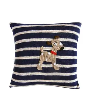 MELANGE COLLECTION Knit Cotton 10 Spotted Dog Pillow - Navy