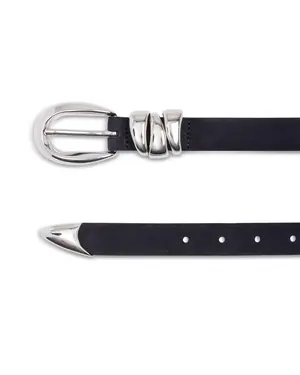 Madewell Triple Keeper Suede Belt - Navy