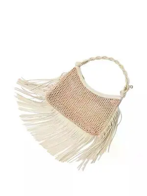 Maje Fringed Open-knit Shoulder Bag
