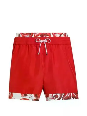 Dolce & Gabbana Majolica Print Swim Boxer Shorts - Red