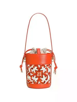 Dolce & Gabbana Capri Canvas Bucket Bag With Majolica Print