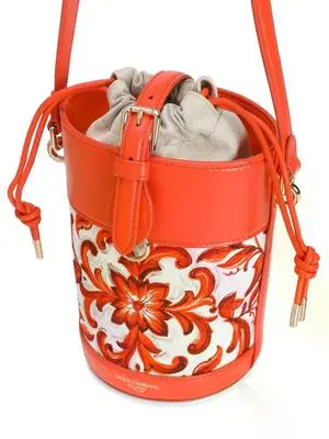 Dolce & Gabbana Capri Canvas Bucket Bag With Majolica Print