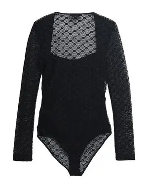 GANNI Lace Bodysuit With Square Neckline And Long Sleeves