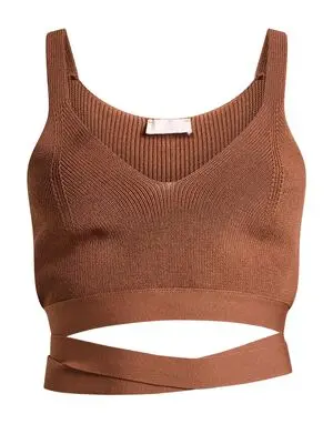 Liu Jo V-neck Sleeveless Knit Crop Top - Brown