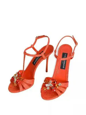 Dolce & Gabbana Brocade Sandals With Embroidery