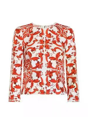 Dolce & Gabbana Majolica-print Charmeuse Top