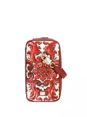 Dolce & Gabbana Majolica Print Lock Canvas Handbag - Red