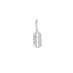 TRUE ROCKS Sterling Rhodium-plated Razor Blade Charm - Silver