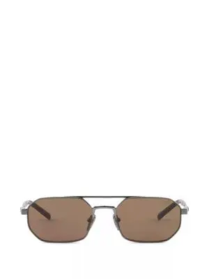 Prada Metal Sunglasses With Geometric Frame And Double Bridge - Grey