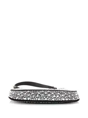 Prada Cleo Crystal Embellished Satin Shoulder Bag - Black