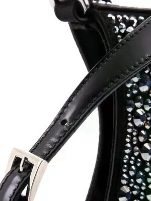 Prada Cleo Crystal Embellished Satin Shoulder Bag - Black