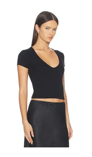 Eterne Short Sleeve V-neck Baby Tee - Black