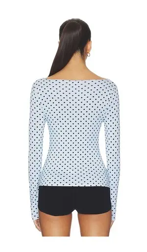 Miaou Amelia Polka Dot Boatneck Top - Blue