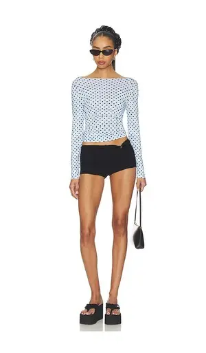 Miaou Amelia Polka Dot Boatneck Top - Blue
