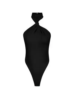 Elisabetta Franchi Twisted Neckline High-cut Leg Bodysuit