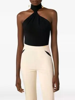 Elisabetta Franchi Twisted Neckline High-cut Leg Bodysuit
