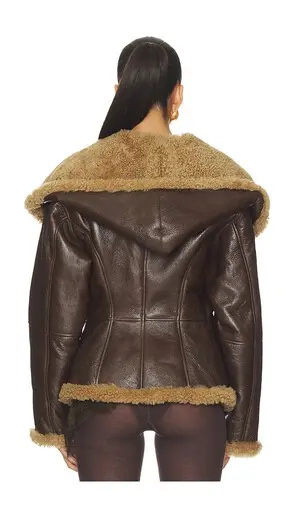 Magda Butrym Leather Shearling Hooded Jacket