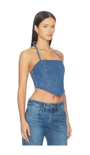 Good American Denim Halterneck Cropped Top
