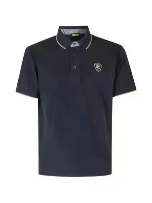 BLAUER. Logo-patch Tipped Polo Shirt - Blue