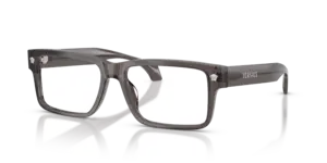 Versace Rectangle Eyeglasses - Gris Foncé Transparent