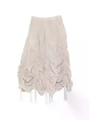 LAUREN MANOOGIAN Ruched Drawstring Skirt - Neutrals