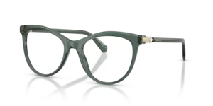 SWAROVSKI Sk2064 Tortoiseshell Acetate Eyeglasses With Crystal Embellishment - Verde Traslúcido