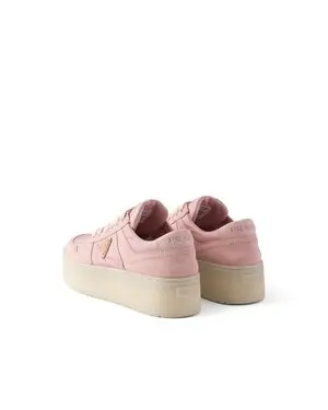 Prada Downtown Bold Re-nylon And Suede Sneakers - Peach