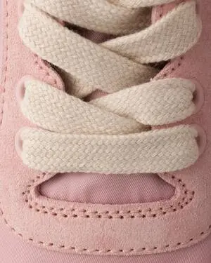 Prada Downtown Bold Re-nylon And Suede Sneakers - Peach