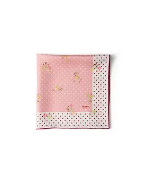 Prada Printed Silk Twill Scarf 55 - Pink/sand