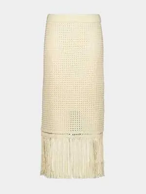 Zimmermann Indra Crochet Fringe Midi Skirt