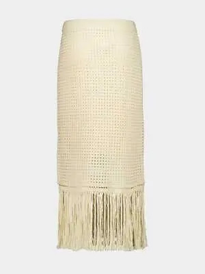 Zimmermann Indra Crochet Fringe Midi Skirt