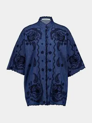 ZIMMERMANN Zimmermann Railway Aster Embroidered Denim Shirt