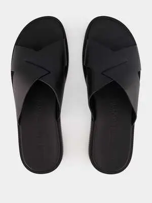 Orlebar Brown Muro Leather Crossover Sandals - Black