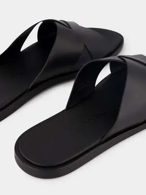 Orlebar Brown Muro Leather Crossover Sandals - Black