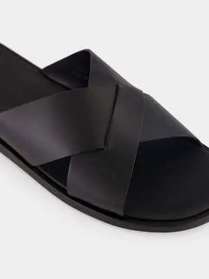 Orlebar Brown Muro Leather Crossover Sandals - Black