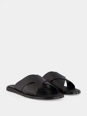 Orlebar Brown Muro Leather Crossover Sandals - Black