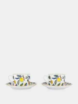 La DoubleJ Borboni Impero Porcelain Tea Cups Set Of 2 - White