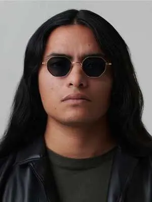 AHLEM Ahlem Gaillon Octagon Sunglasses In Peony Gold Blue