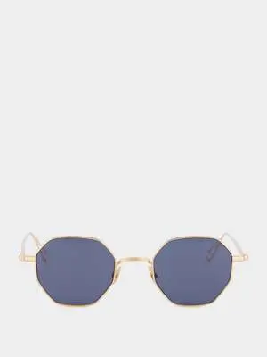 AHLEM Gaillon Octagon Sunglasses In Peony Gold - Blue