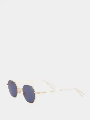 AHLEM Gaillon Octagon Sunglasses In Peony Gold - Blue