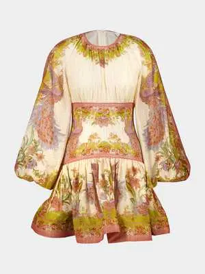 Zimmermann Indra Chartreuse Floral Mini Dress - Multicolour
