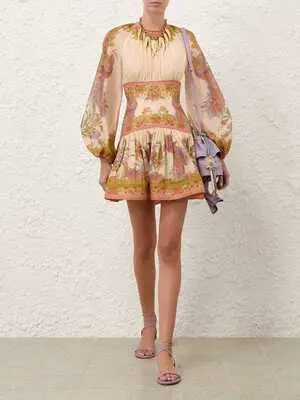 Zimmermann Indra Chartreuse Floral Mini Dress - Multicolour