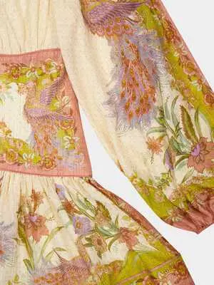 Zimmermann Indra Chartreuse Floral Mini Dress - Multicolour