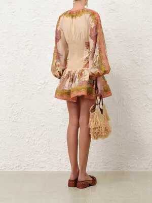 Zimmermann Indra Chartreuse Floral Mini Dress - Multicolour