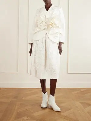 Comme Des Garçons Pleated Crocheted Cotton Midi Skirt