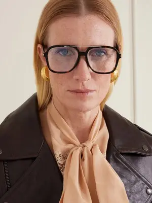 Saint Laurent Sl 545 Square-frame Acetate Glasses - Tortoiseshell