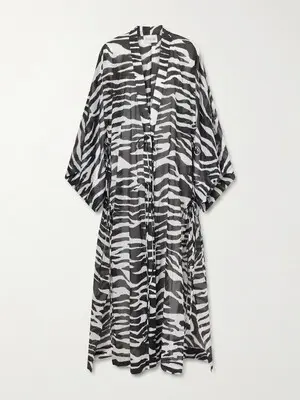 Attico Zebra-print Cotton Kaftan - Black