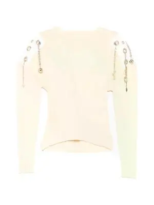 Toga Ribbed Sweater With Silver-tone Eyelets And Chain Embellishment